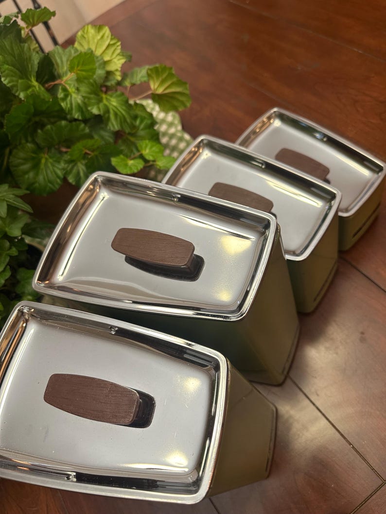 Vintage Olive Green Kitchen Canister Set Lincoln Beautyware Metal ...