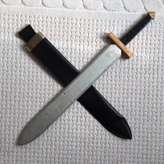 Large Painted Wooden Costume Sword with Pleather Scab… - Gem