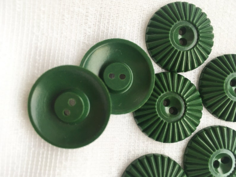 Large Vintage Buttons Dark Moss Green With Radiating Ridges - Etsy