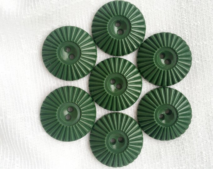 Large Vintage Buttons Dark Moss Green With Radiating Ridges Set of ...