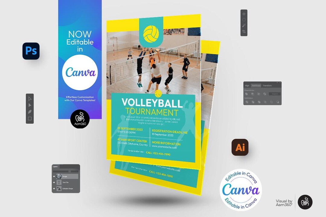 Canva Editable Volleyball Tournament Flyer Template (digital File) - Etsy
