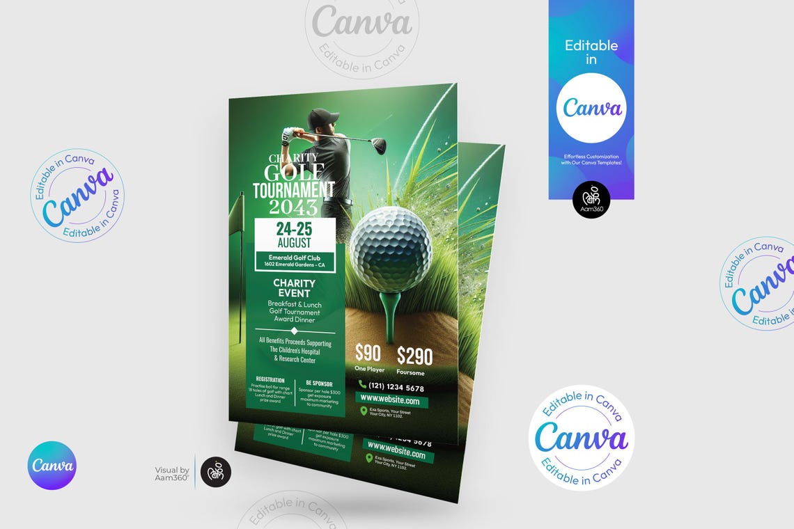 Editable Golf Tournament Flyer Template: Canva Design (digital File) - Etsy