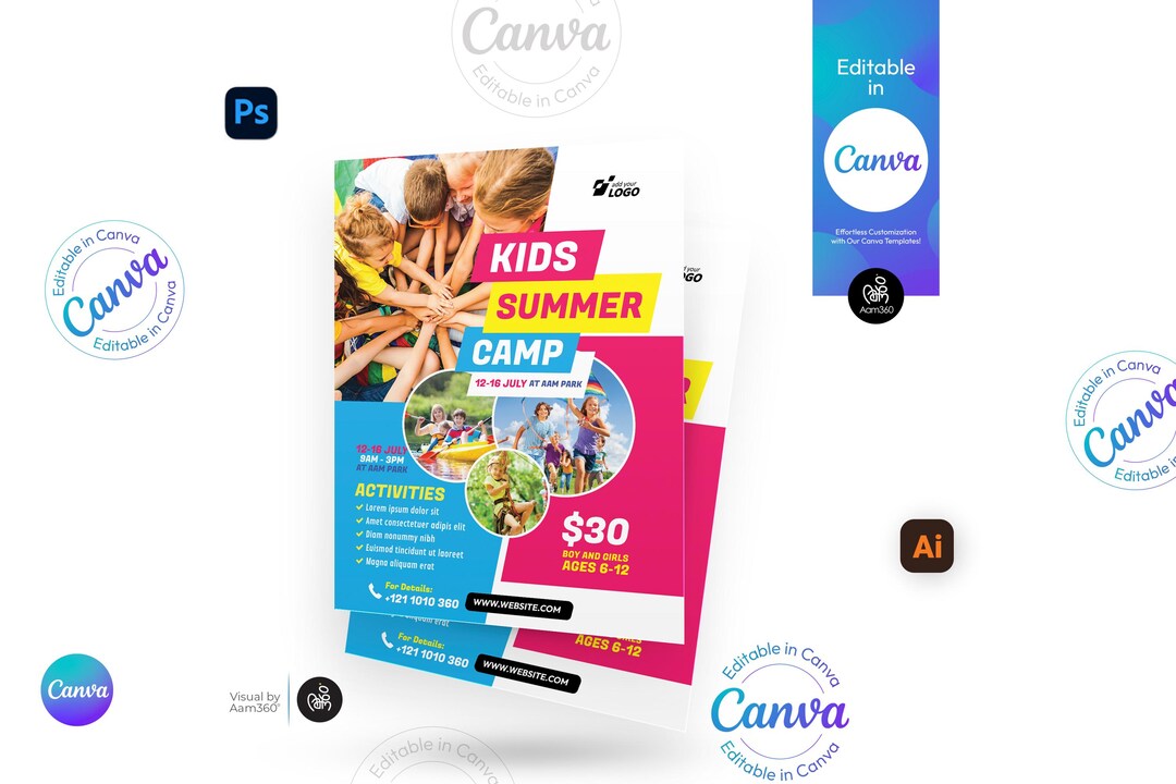 Canva Editable Kids Summer Camp Flyer Template | Kids Activities | Kids ...