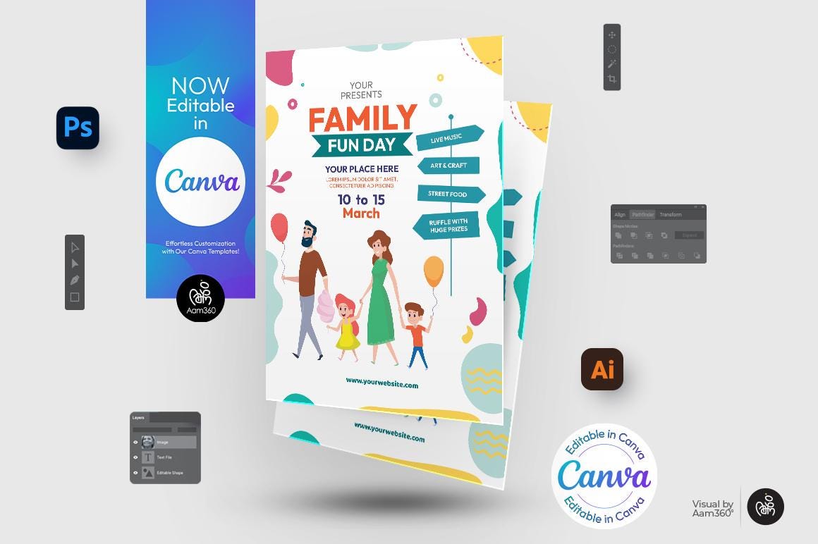 Canva Editable Family Fun Day Flyer Template | Family Festival Template ...