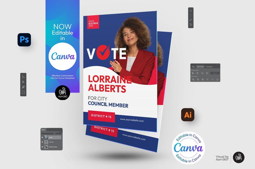 Canva Editable Election Candidate Flyer Template | Political | Voting ...