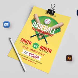 Editable Baseball Tournament Flyer Template: Sports Event Design ...