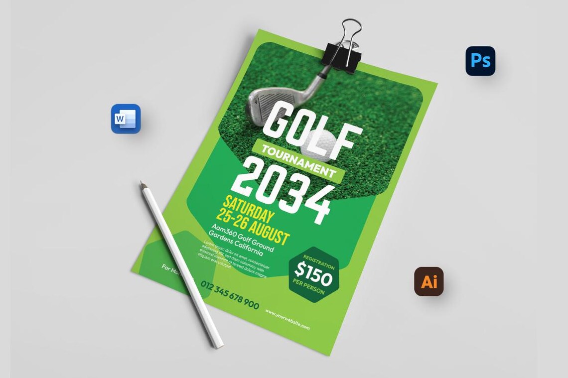 Editable Golf Tournament Flyer Template: Canva, PSD, AI (digital File ...