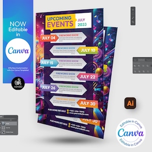 Canva Editable Events Schedule Flyer | Infographic Template | Event ...