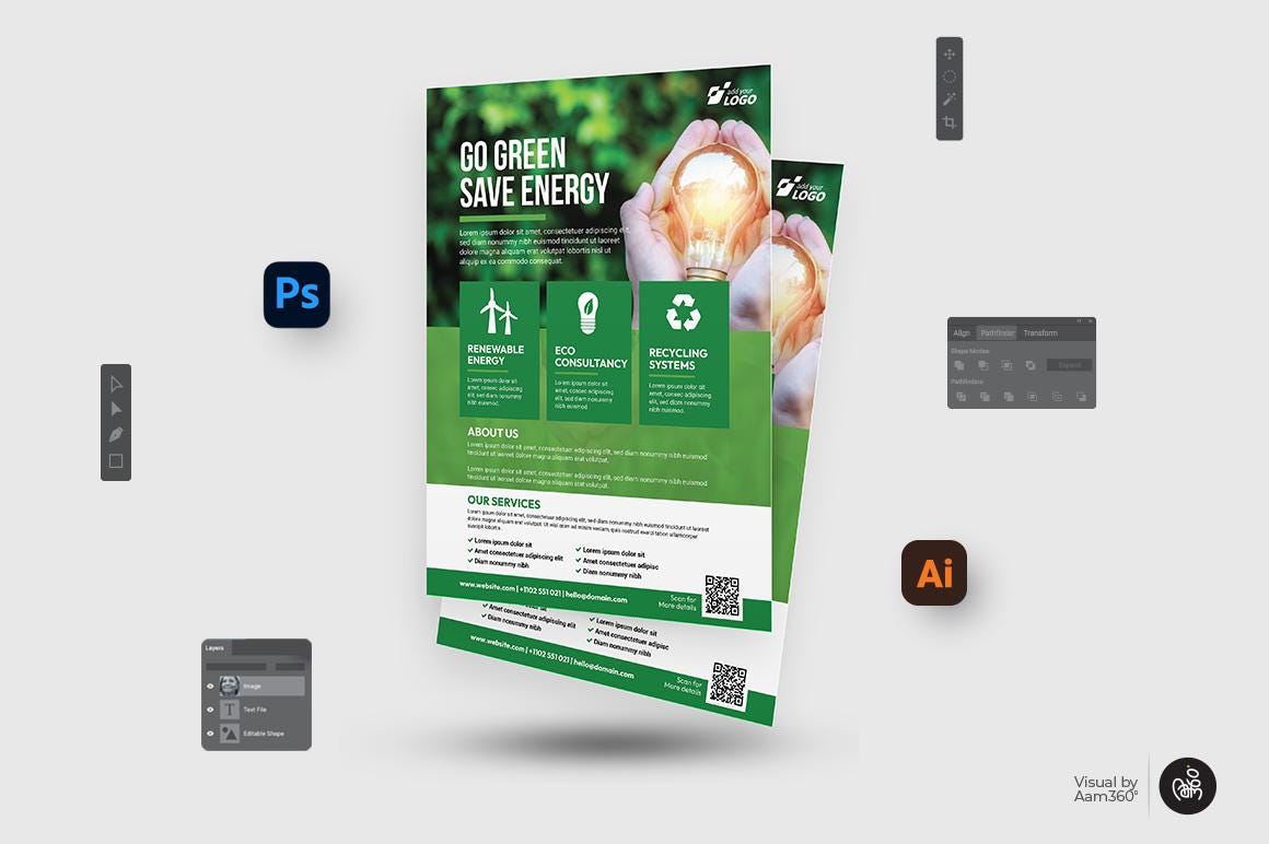 Canva Editable Green Energy Flyer Template Go Green Flyer Ecological ...