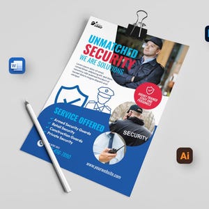 Security Service Flyer Template: Canva, PSD, AI, DOC (digital File) - Etsy