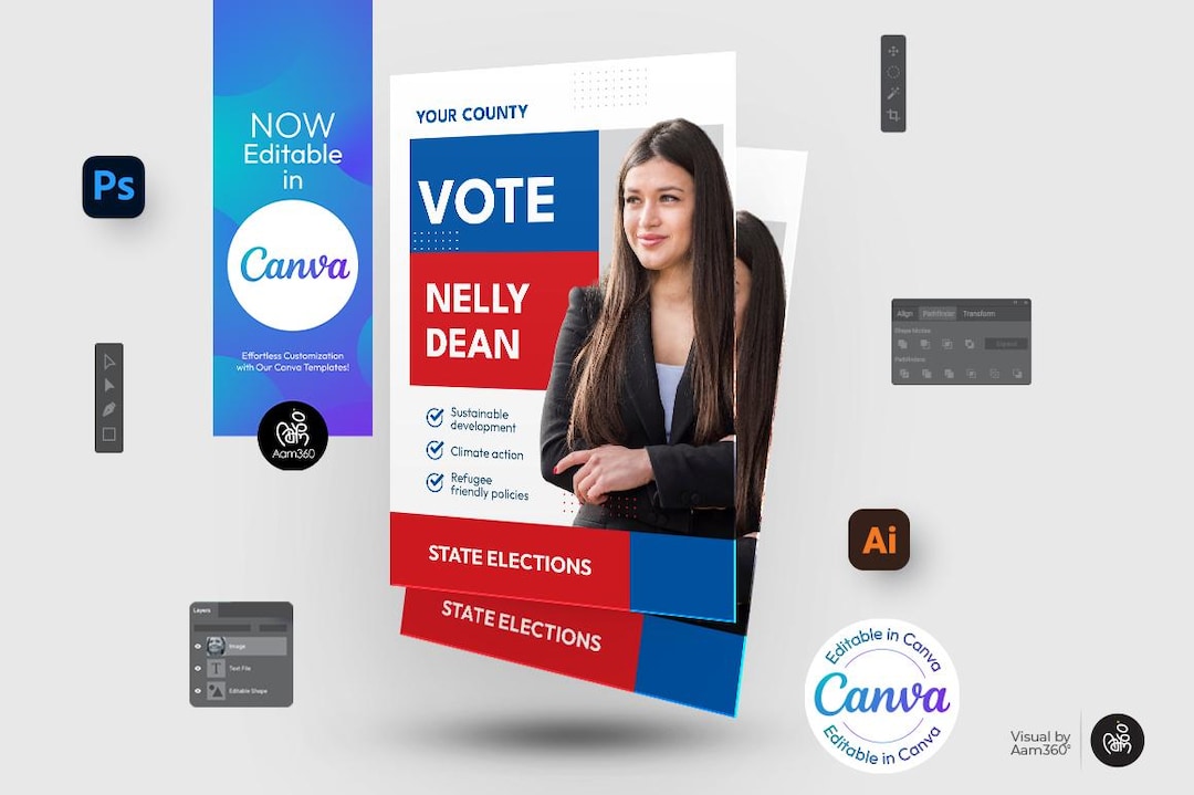 Editable Election Flyer Template: Political Campaign Design (canva, PSD ...
