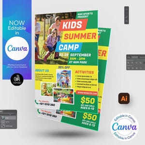 Canva Editable Kids Summer Camp Flyer Template Kids Activities Kids ...