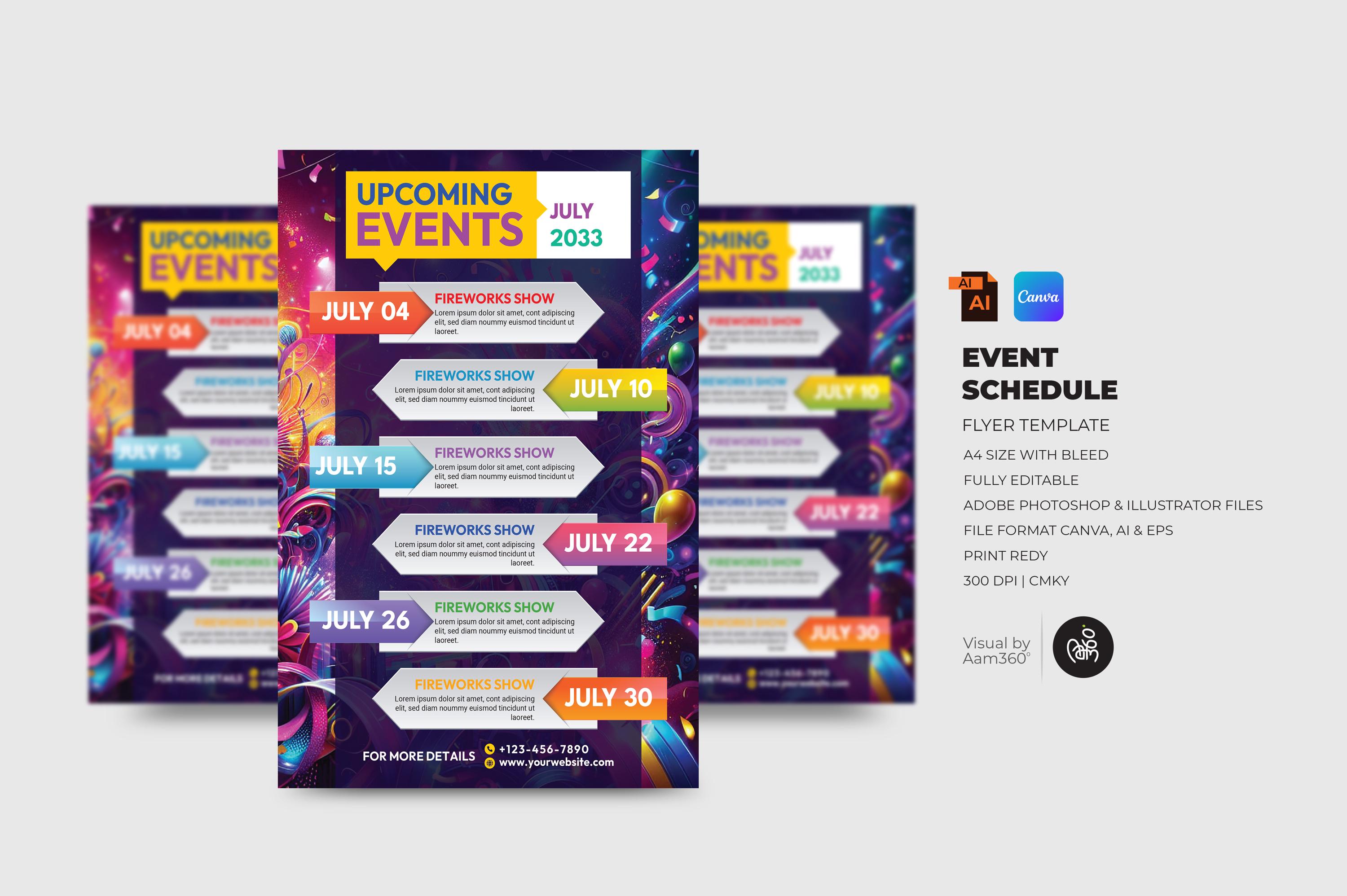 Canva Editable Events Schedule Flyer Template (digital File) - Etsy