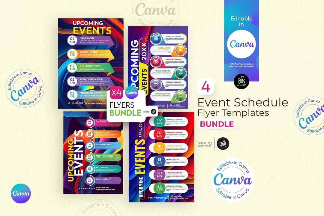 Canva Editable Event Schedule Flyer Template Bundle (digital File) - Etsy