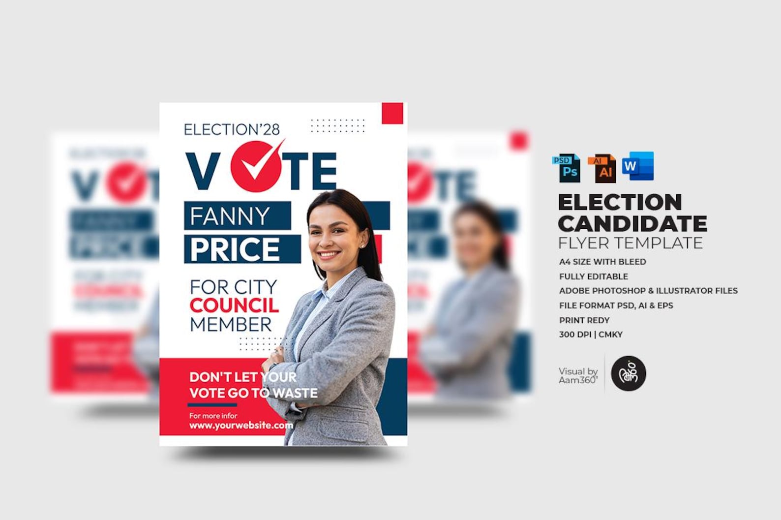 Editable Election Candidate Flyer Template: Canva, PSD, AI (digital ...