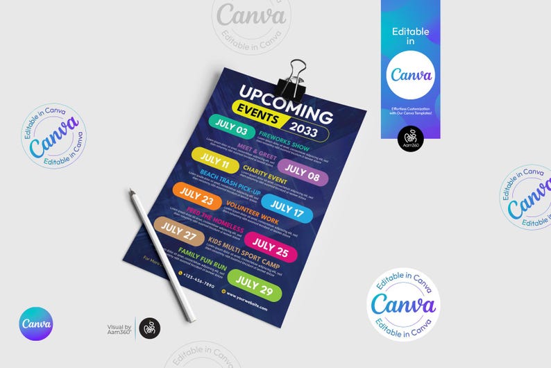 Canva Editable Event Schedule Flyer Template Bundle (digital File) - Etsy