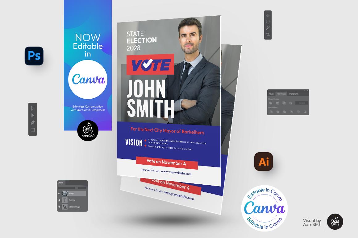 Canva Editable Election Candidate Flyer Template Political Voting ...
