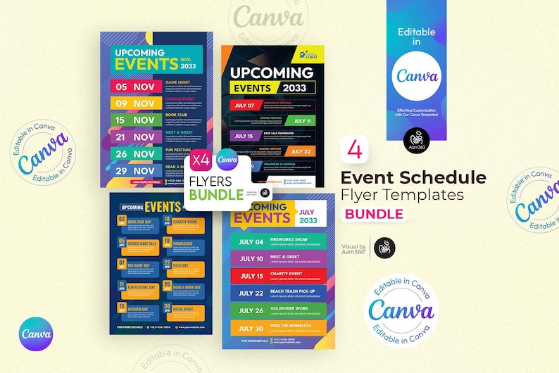 Editable Events Schedule Flyer Template: Canva Infographic (digital ...