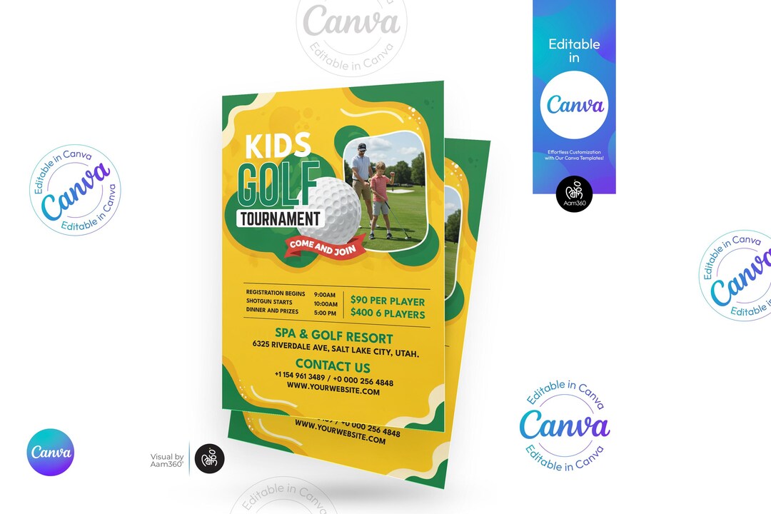 Golf Tournament Flyer Template: Editable Canva Design (digital File) - Etsy