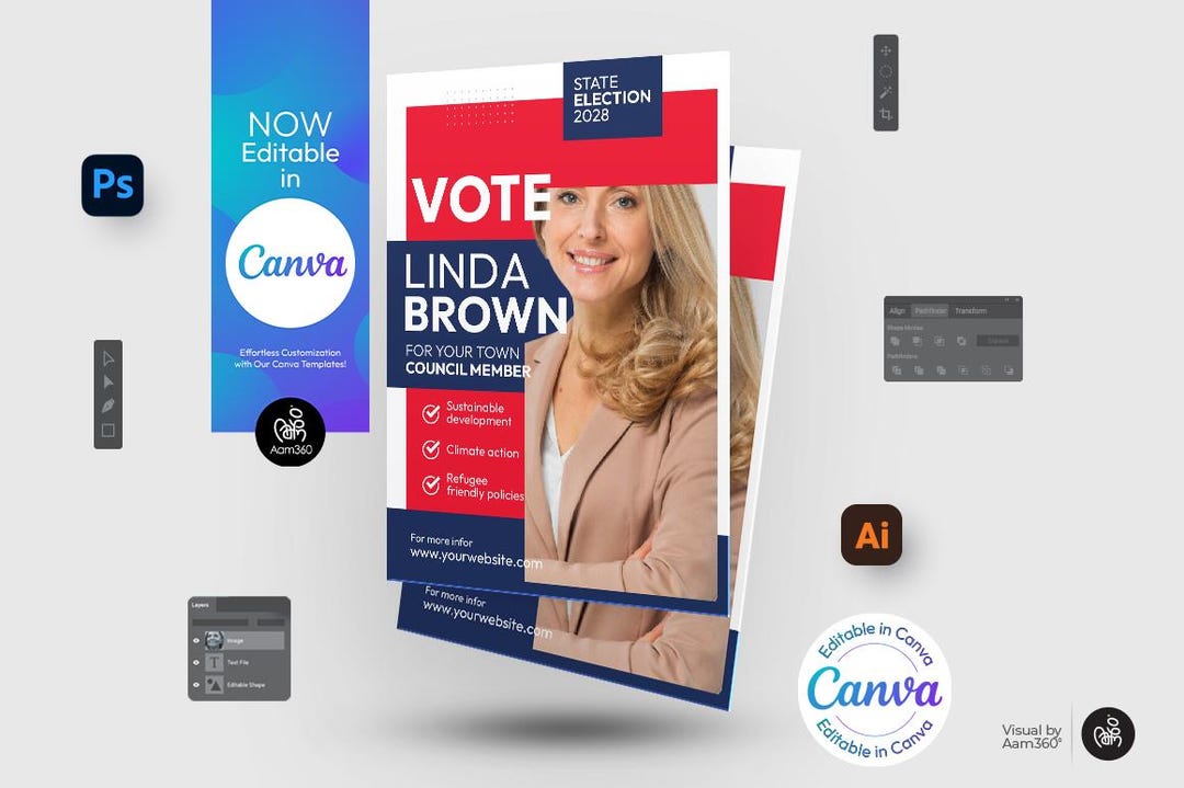Election Candidate Flyer Template: Political Campaign Design (canva, PSD, AI) - Etsy