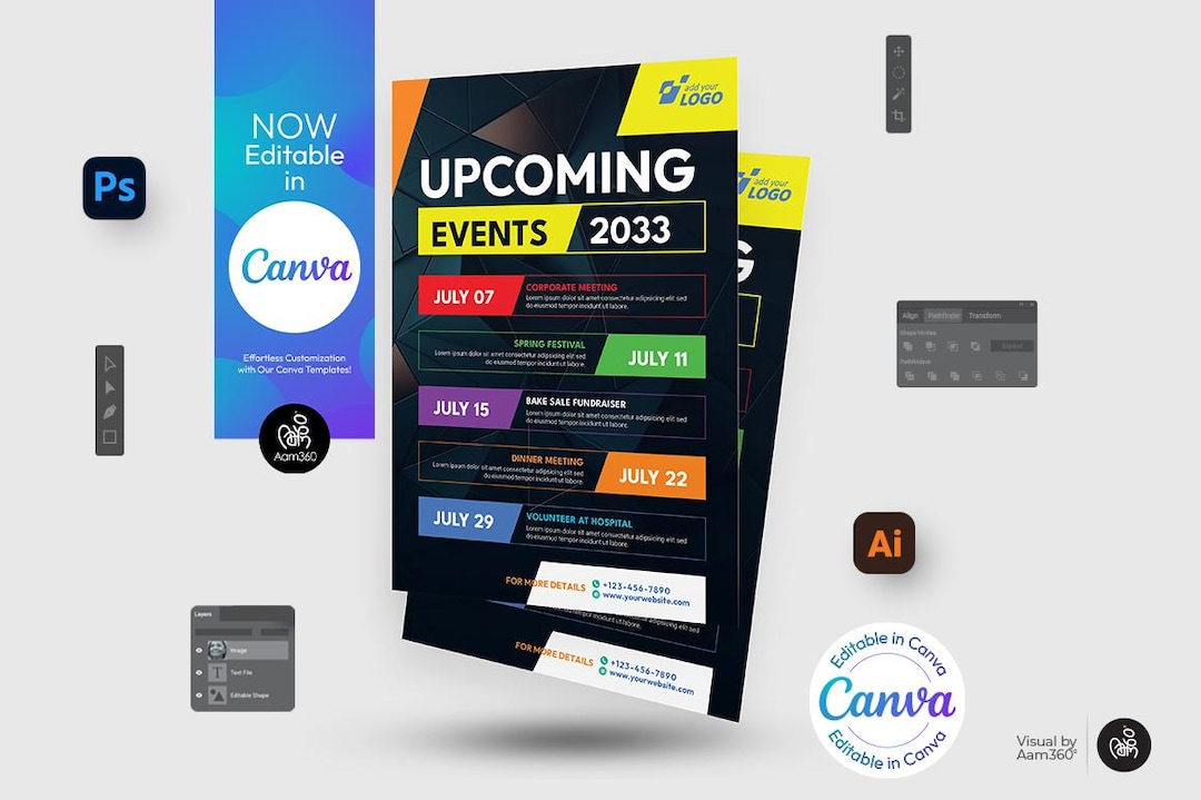 Canva Editable Events Schedule Flyer Template (digital File) - Etsy