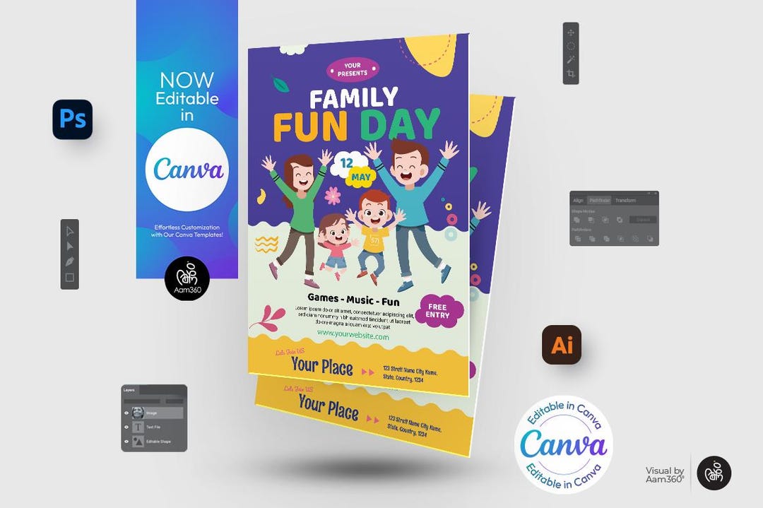 Canva Editable Family Fun Day Flyer Template Family Festival Template ...