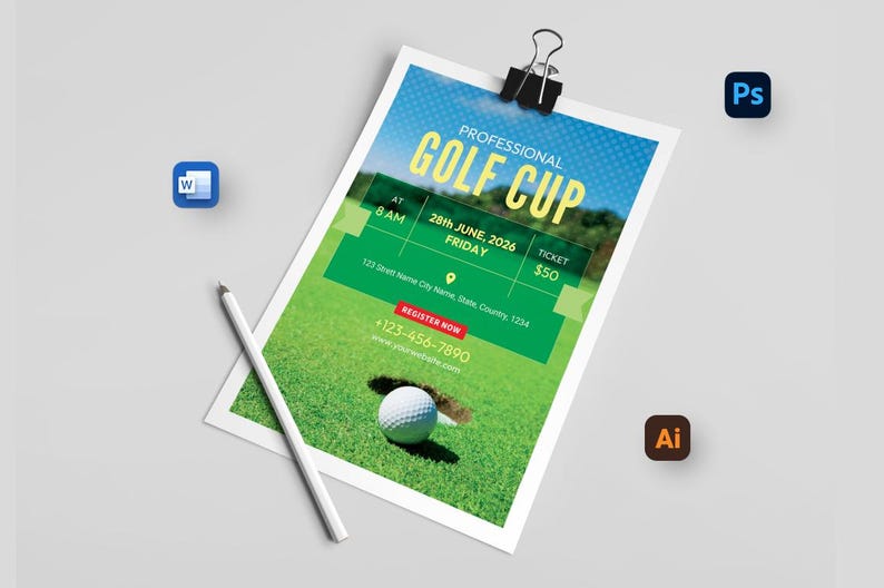 Editable Golf Tournament Flyer Template: Canva, PSD, AI (digital File ...