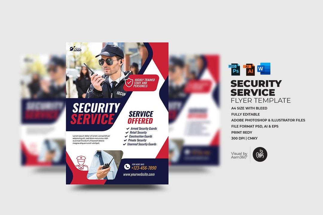 Security Service Flyer Template: Professional PSD, AI, EPS (digital ...
