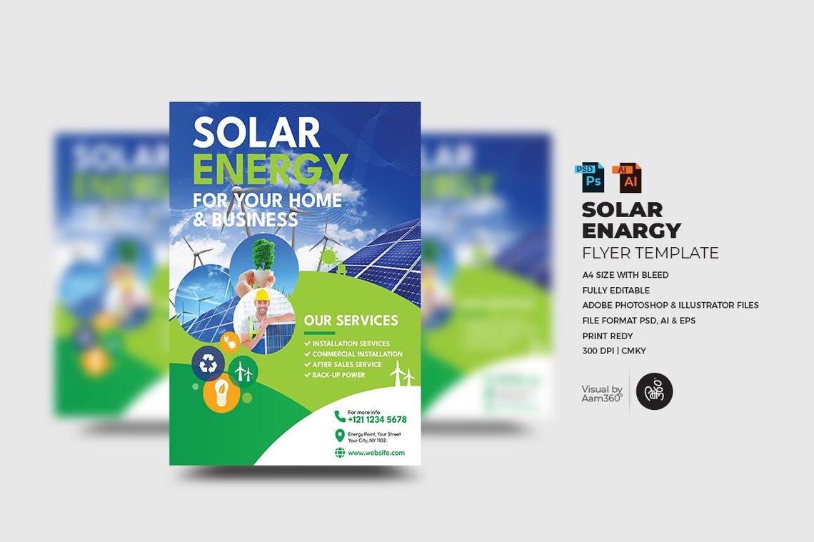 Canva Editable Solar Energy Flyer Template | Go Green Flyer ...