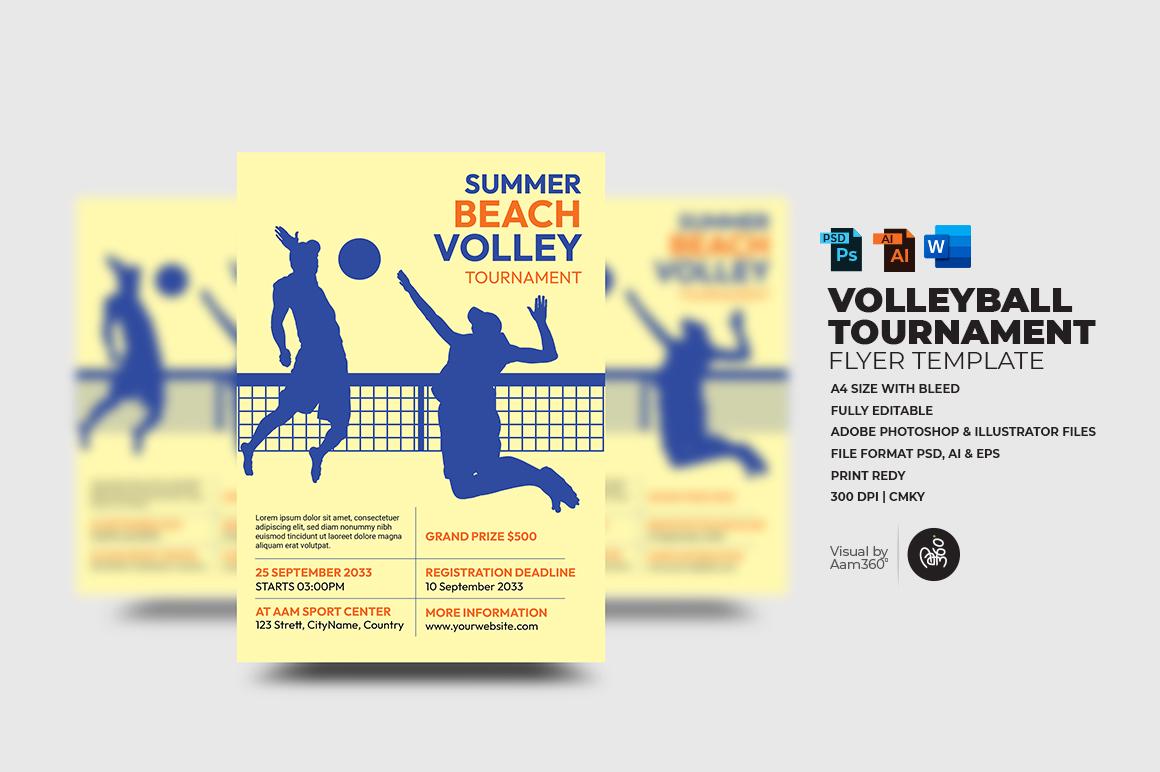 Volleyball Tournament Flyer Template: Editable Canva, PSD, AI (digital ...