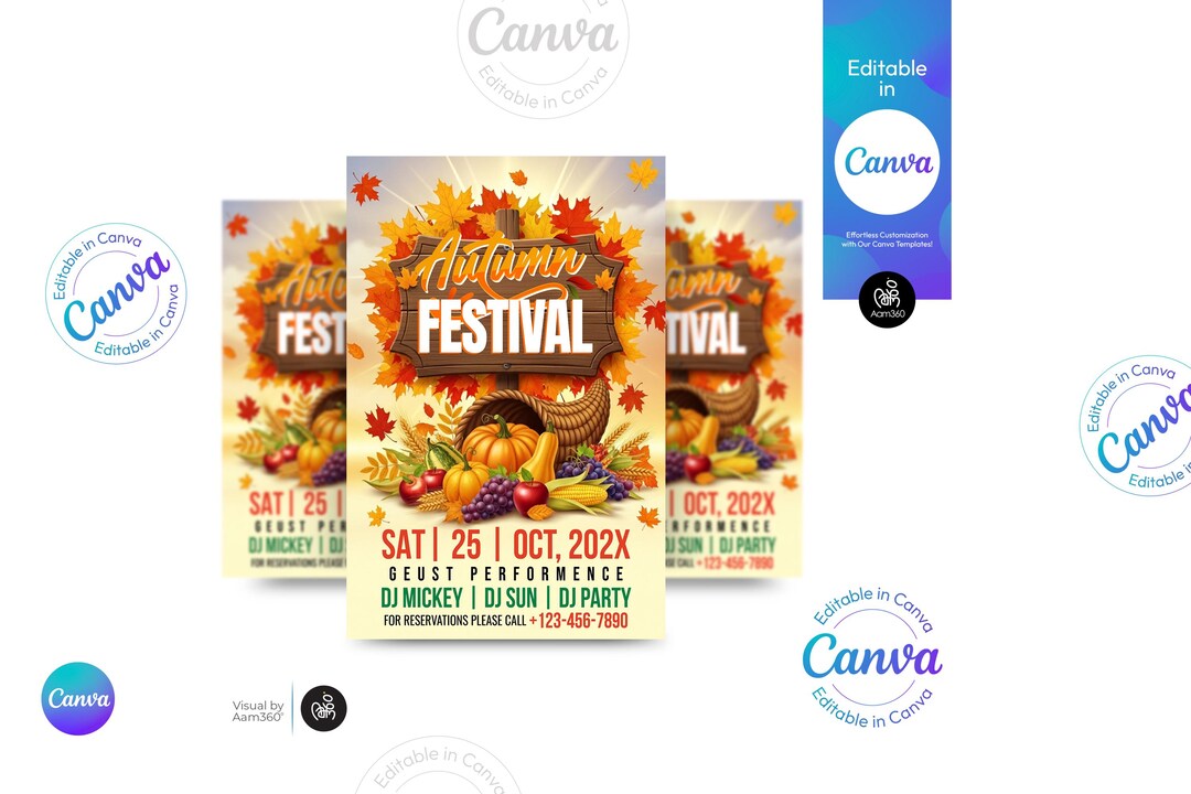 Autumn Festival Flyer Template: Editable Fall Event Design (digital ...