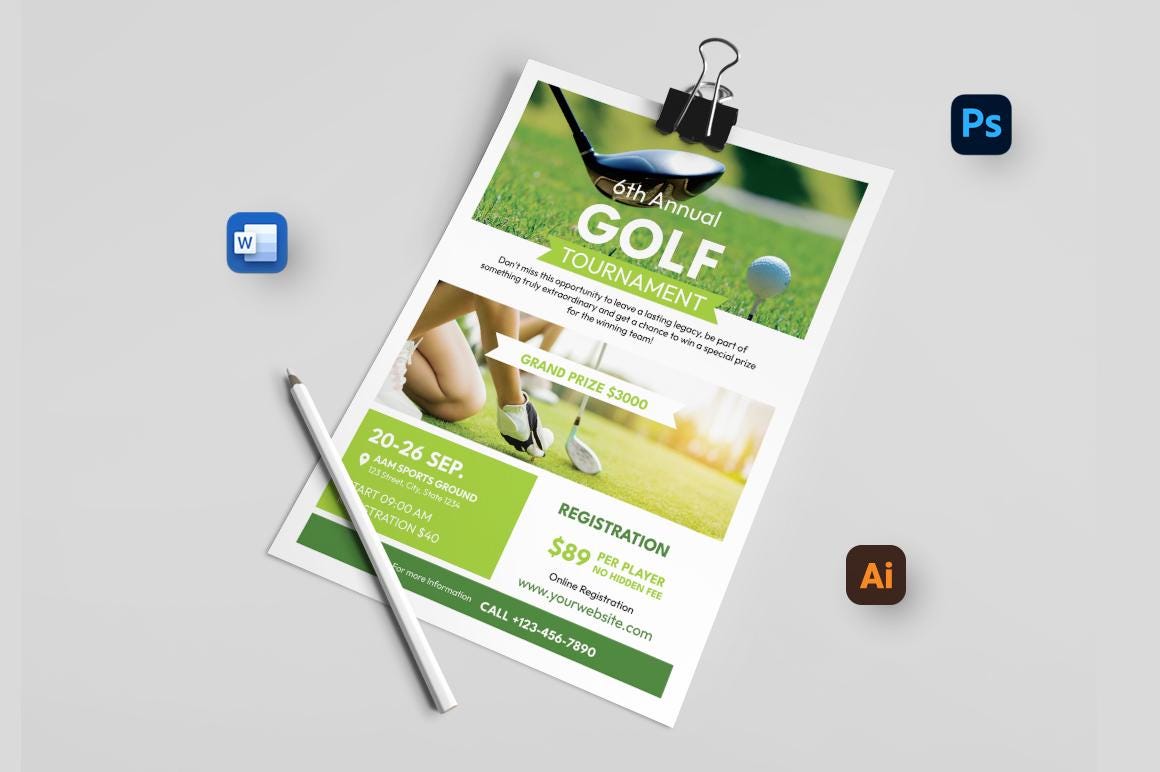 Editable Golf Tournament Flyer Template: Canva, PSD, AI, DOC (digital ...