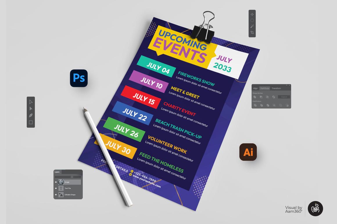 Event Schedule Flyer Template: Canva, PSD, AI Editable (digital File ...