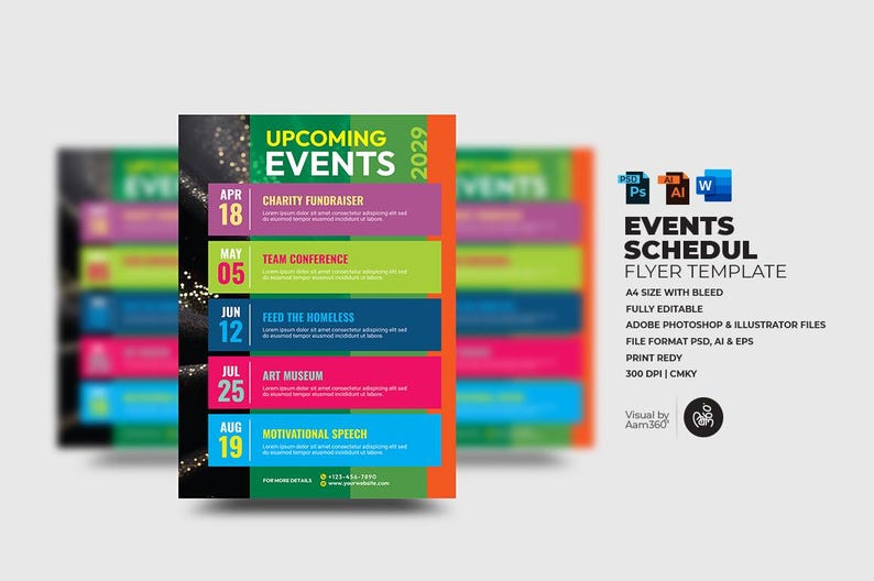 Event Schedule Flyer Template: Canva, PSD, AI (digital File) - Etsy