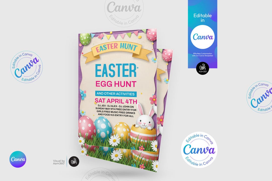 Easter Egg Hunt Flyer Template: Editable Canva Design (digital File) - Etsy