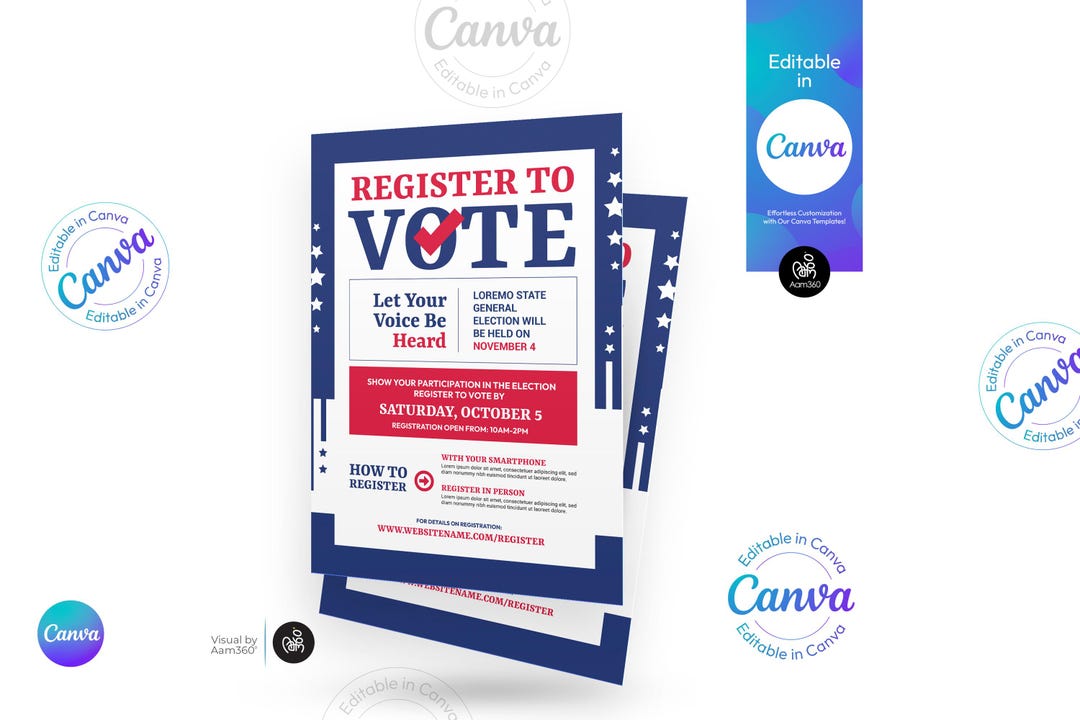 Editable Voter Registration Flyer Template: Canva, PSD, AI (digital ...