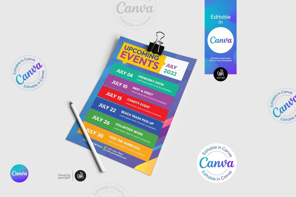 Editable Events Schedule Flyer Template: Canva Infographic (digital ...