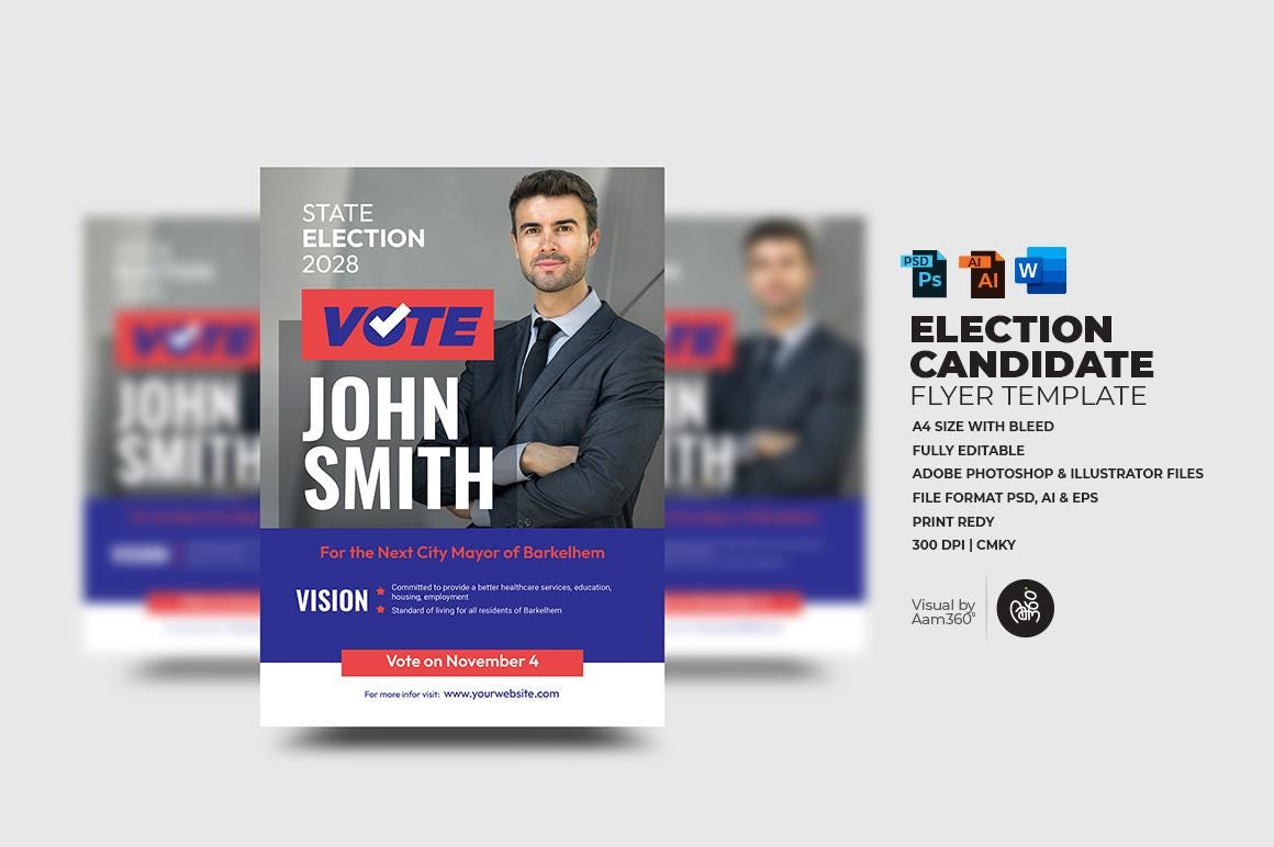 Canva Editable Election Candidate Flyer Template | Political | Voting ...