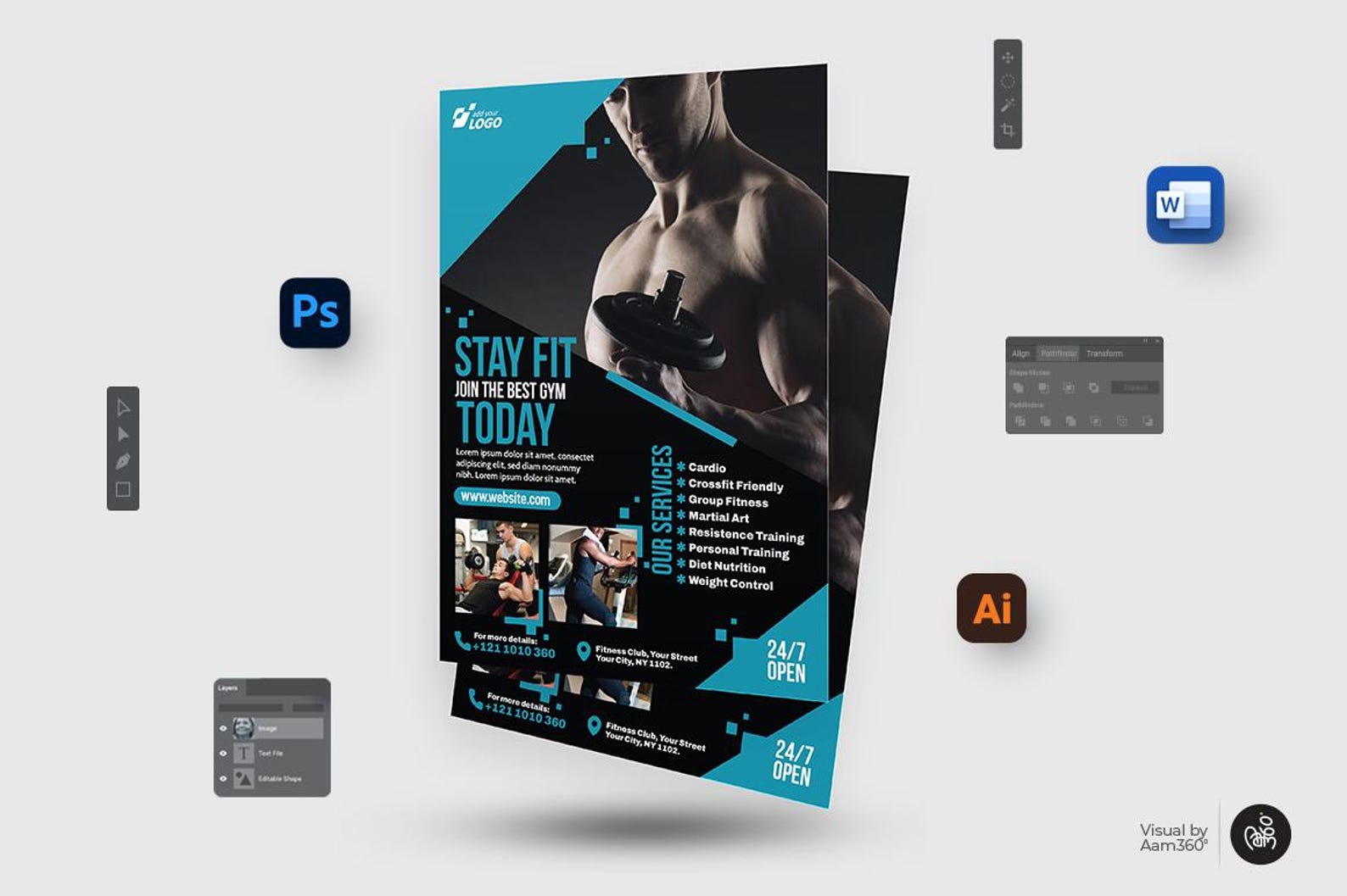 Gym and Fitness Flyer Template Body Building Flyer Template Boxing ...