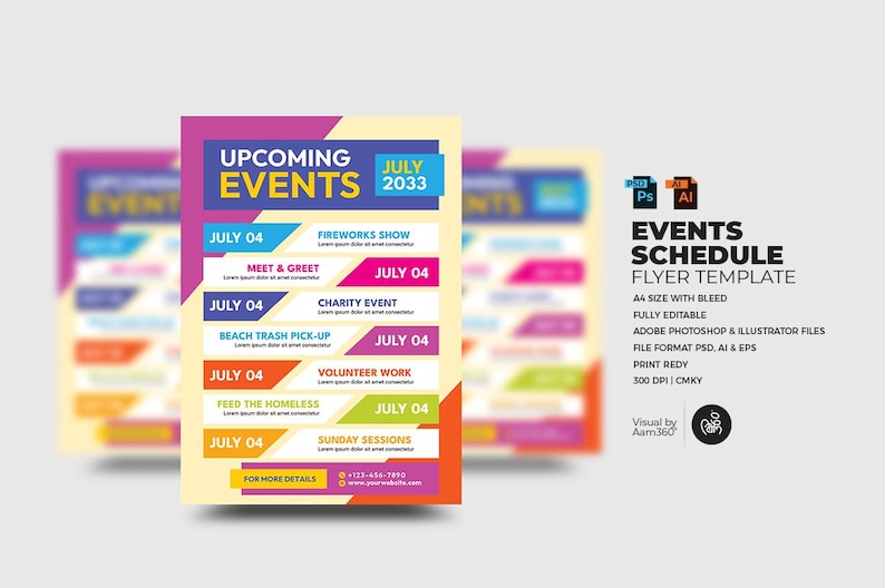 Editable Event Schedule Flyer Template: Canva, PSD, AI (digital File ...
