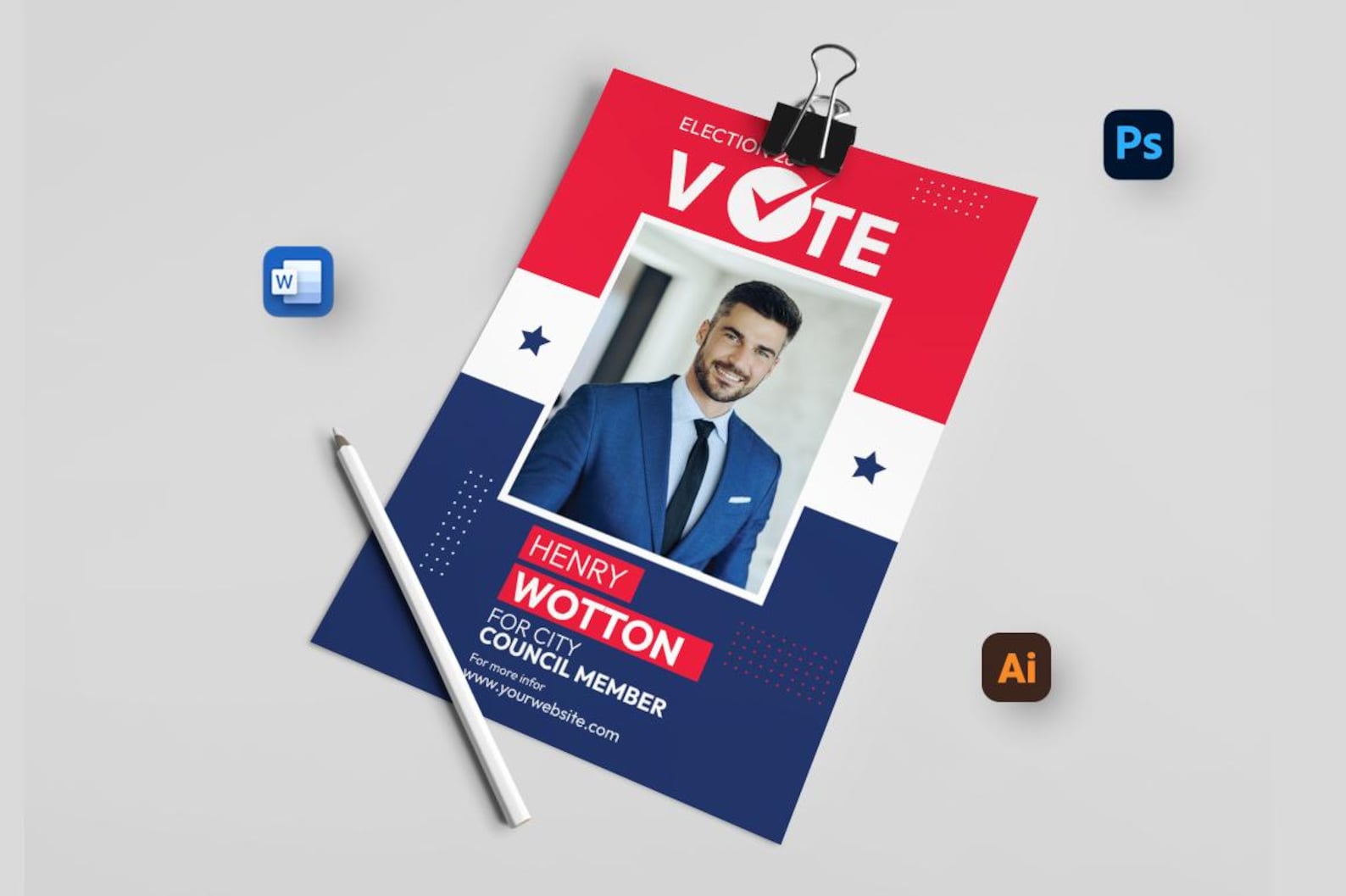 Editable Election Candidate Flyer Template: Canva, PSD, AI (digital ...