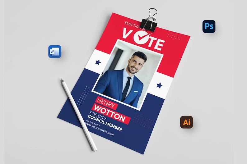 Editable Election Candidate Flyer Template: Canva, PSD, AI (digital ...