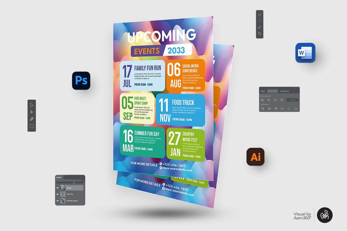 Editable Events Schedule Flyer Template: Canva, PSD, AI (digital File ...