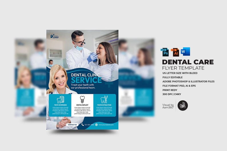 Dental Care Flyer Template: Canva, PSD, AI, DOC (digital File) - Etsy