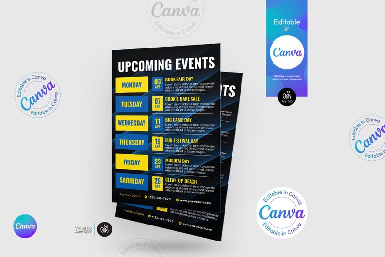 Canva Editable Event Schedule Flyer Template Bundle (digital File) - Etsy