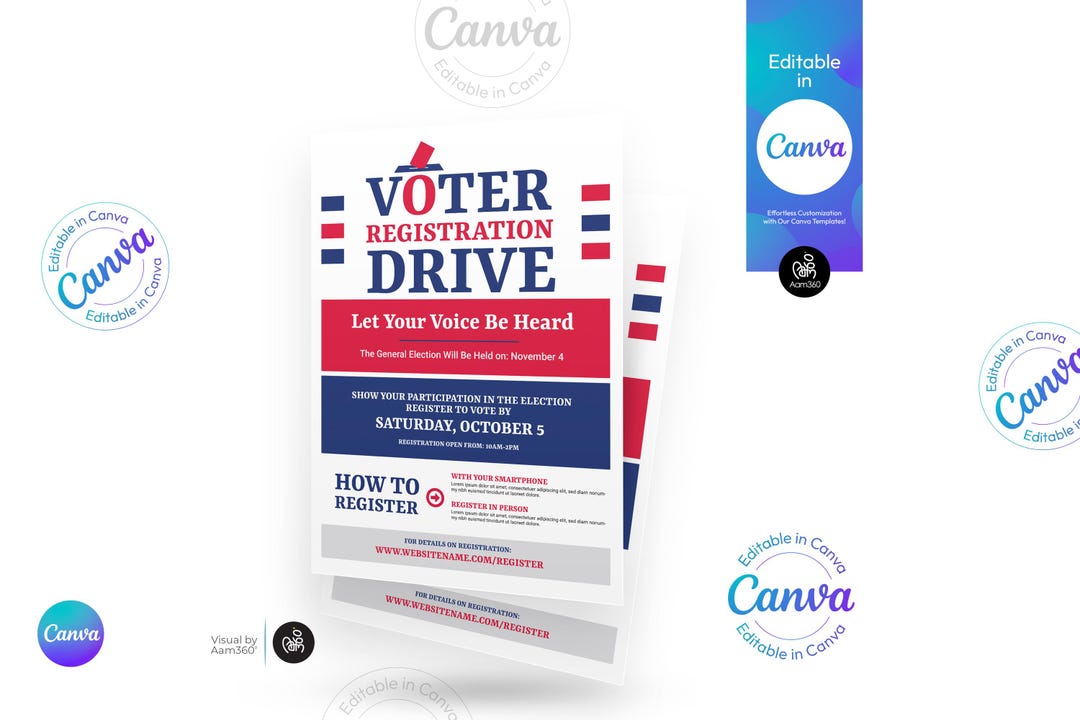 Editable Voter Registration Flyer Template: Canva, PSD, AI (digital ...