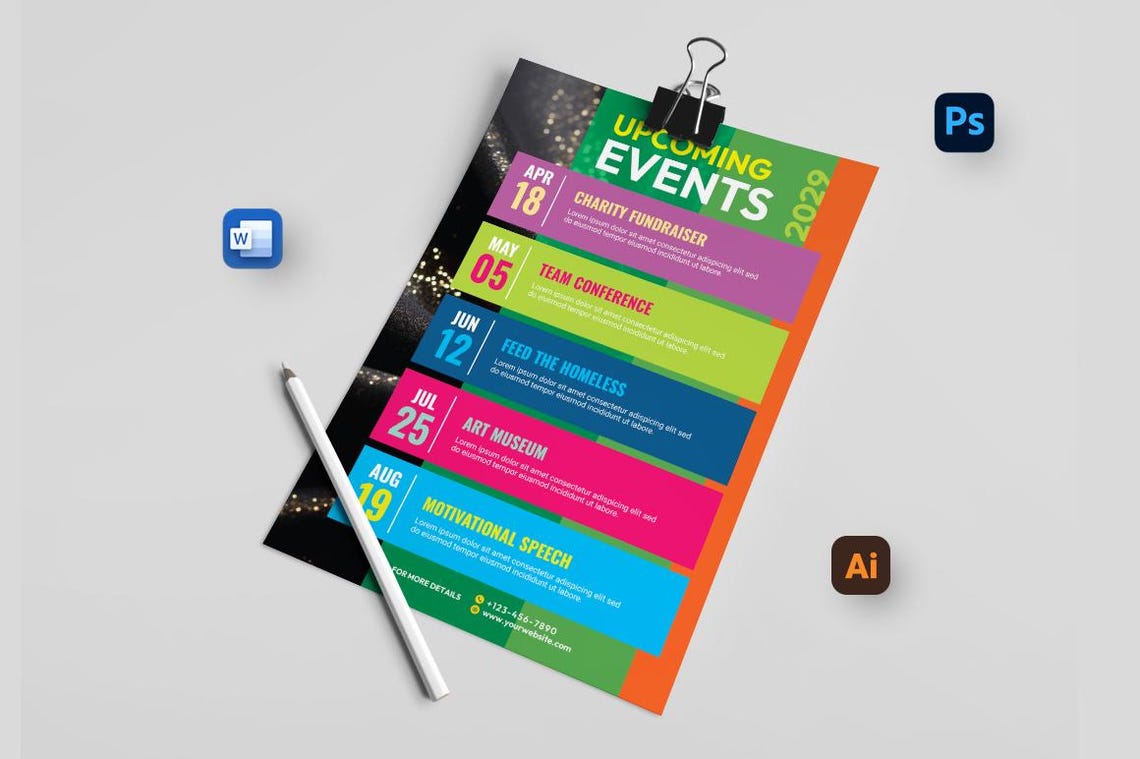 Upcoming Events Schedule Flyer Template Infographic Template Event ...