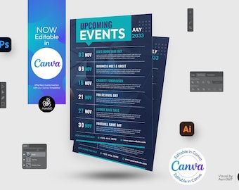 Editable Event Schedule Flyer Template: Canva, PSD, AI (digital File ...