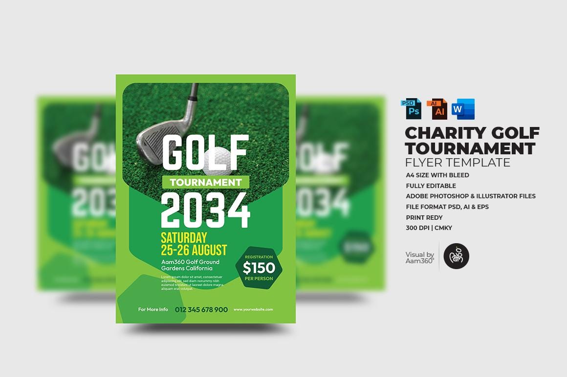 Editable Golf Tournament Flyer Template: Canva, PSD, AI (digital File ...