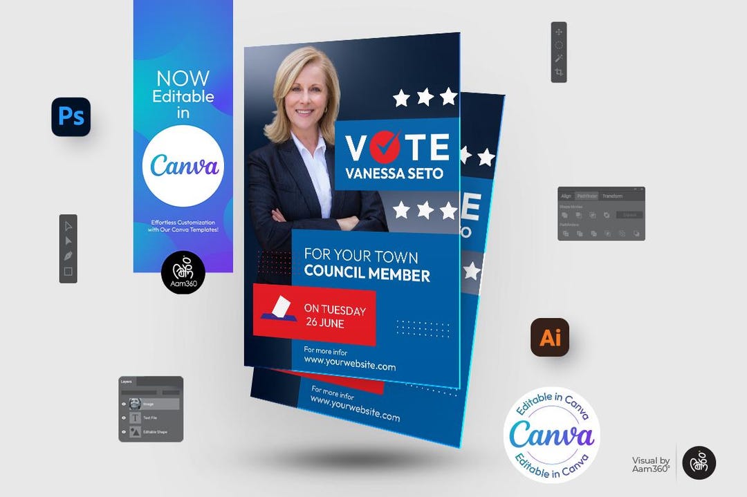 Election Candidate Flyer Template: Political Campaign Design (canva ...